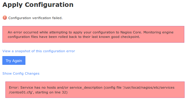 Nagios XI - Configuration Verification Failed Nagios XI - Configuration Verification Failed